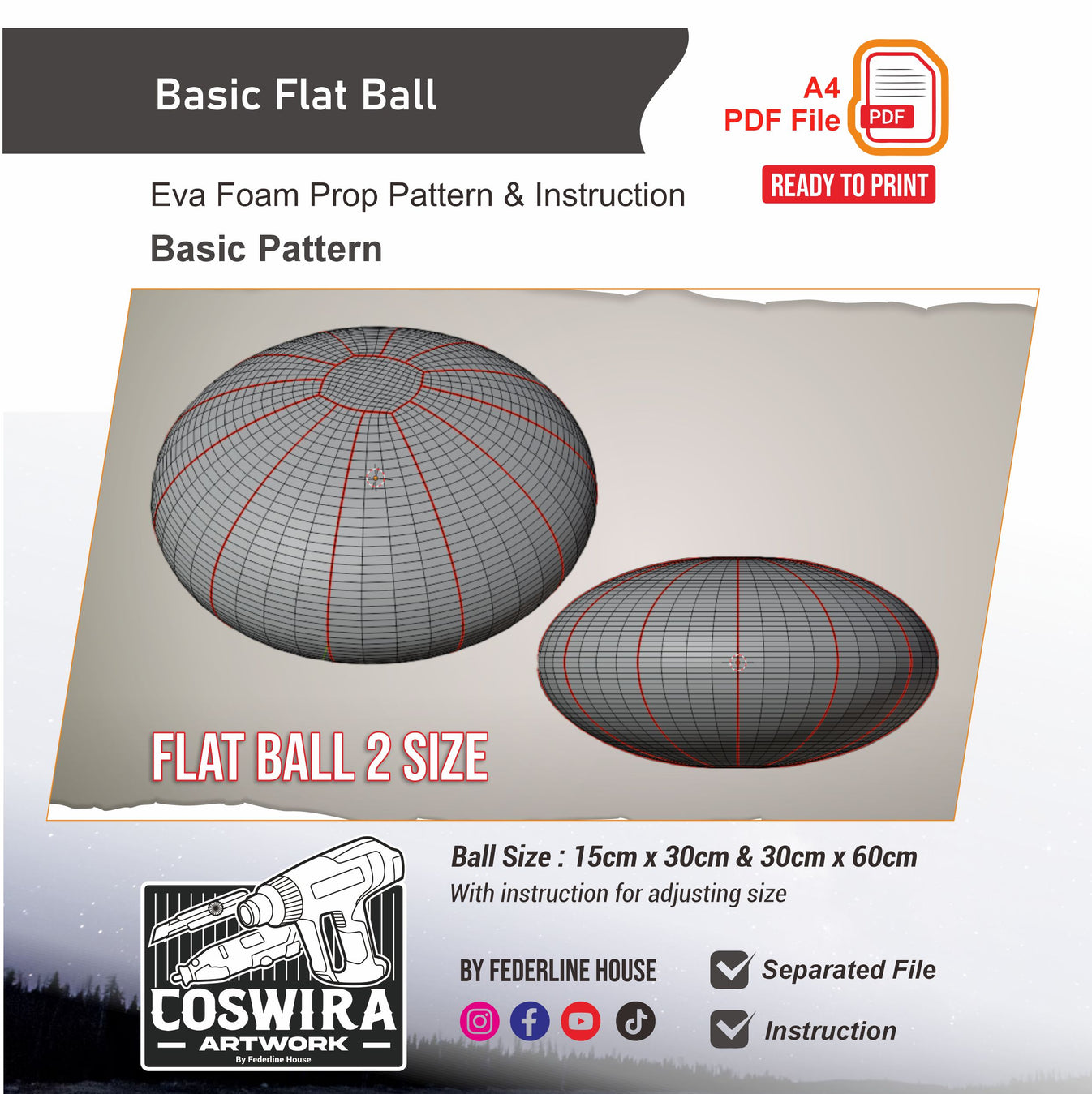 Basic Flat Ball Sphere – EVA Foam Basic Pattern for Cosplay & DIY Buil ...