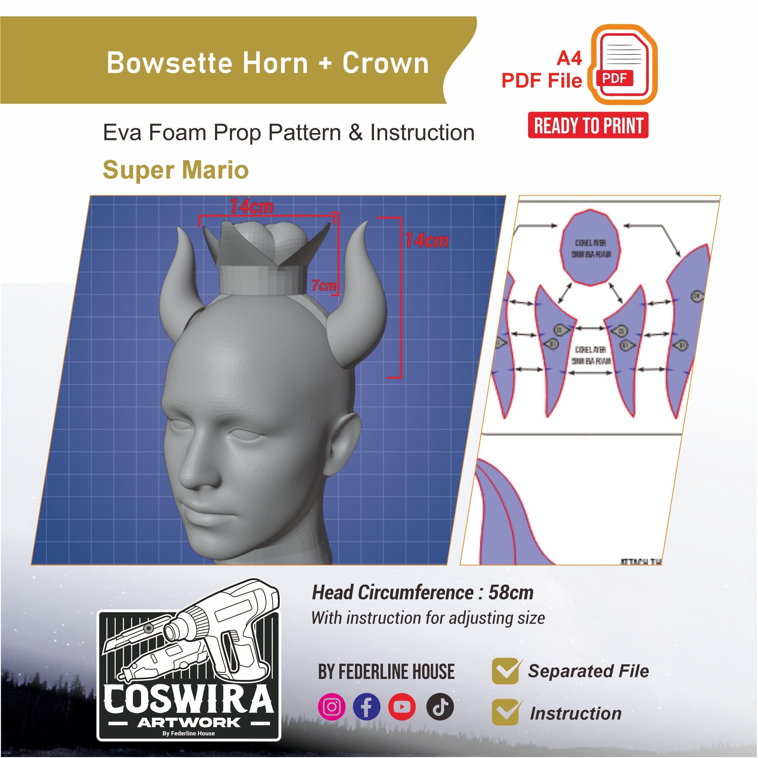 Super Mario Bros Cosplay Prop Pattern – Coswira Artwork