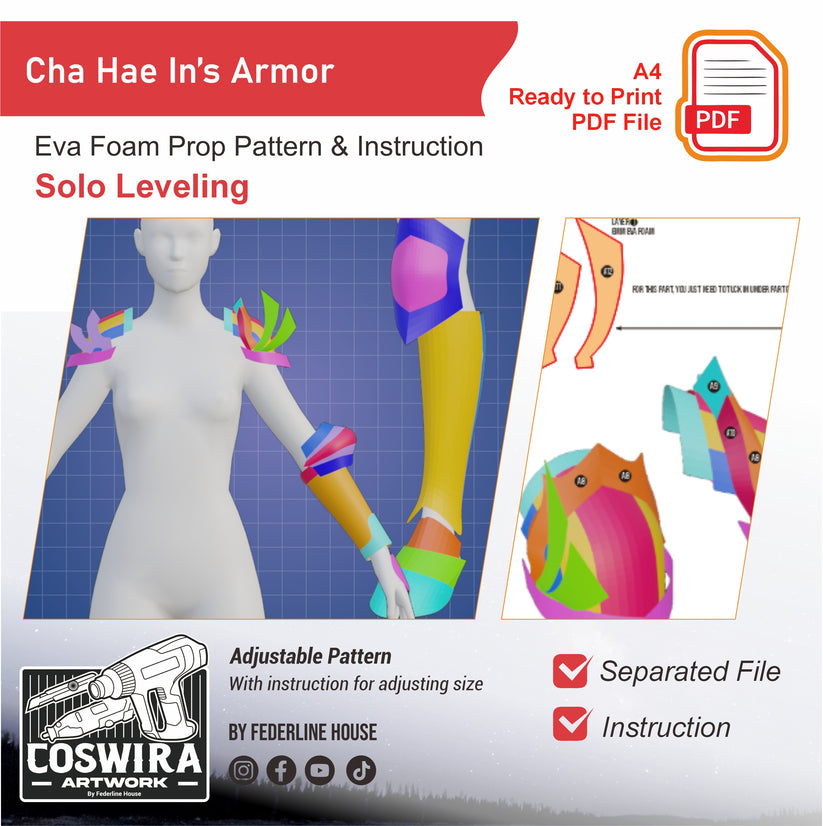 Cha Hae In Armor Prop Pattern Template – EVA Foam Pattern for Cosplay ...