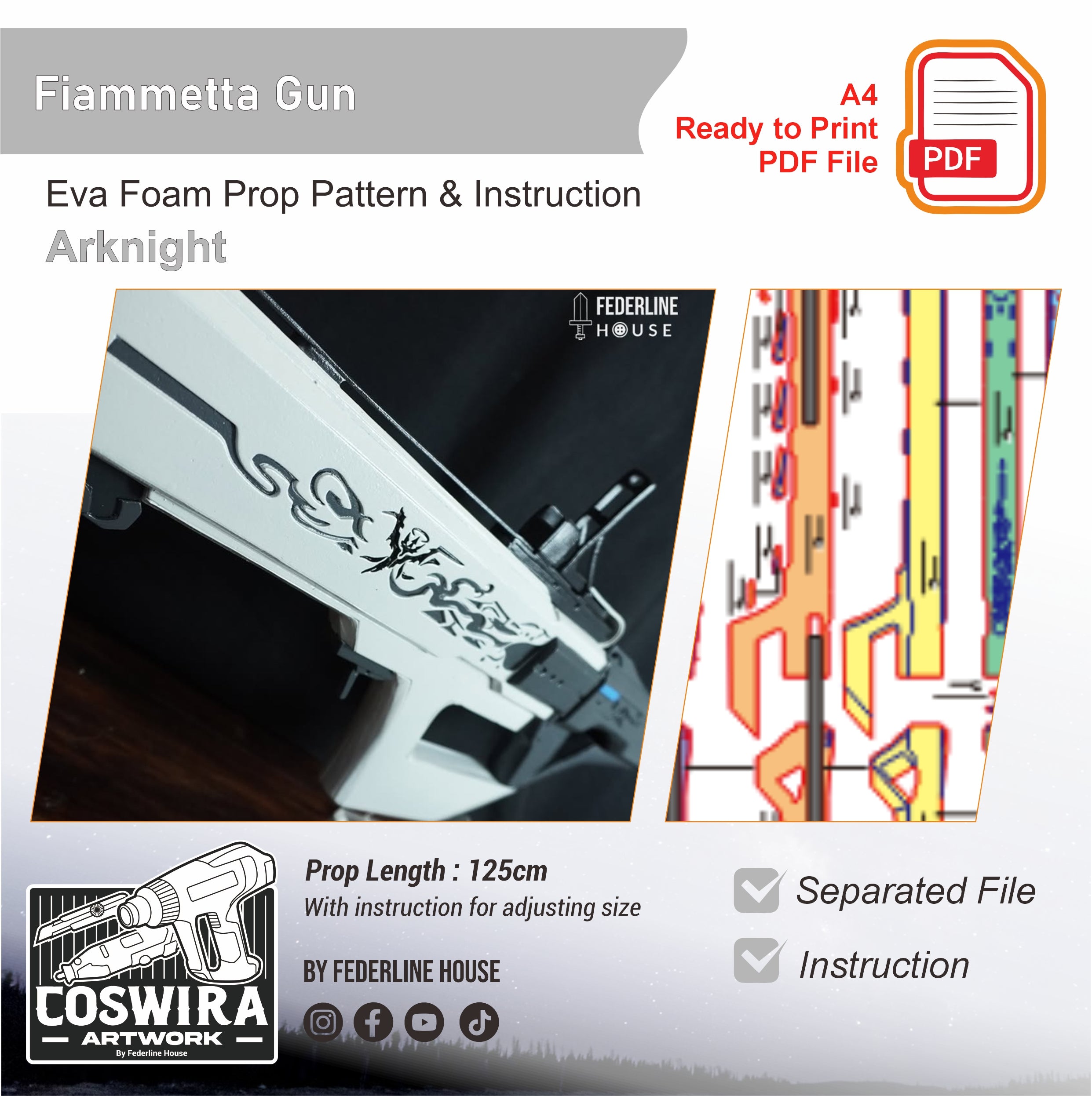 Fiammetta Gun Prop Pattern Template – EVA Foam Pattern for Cosplay & D ...