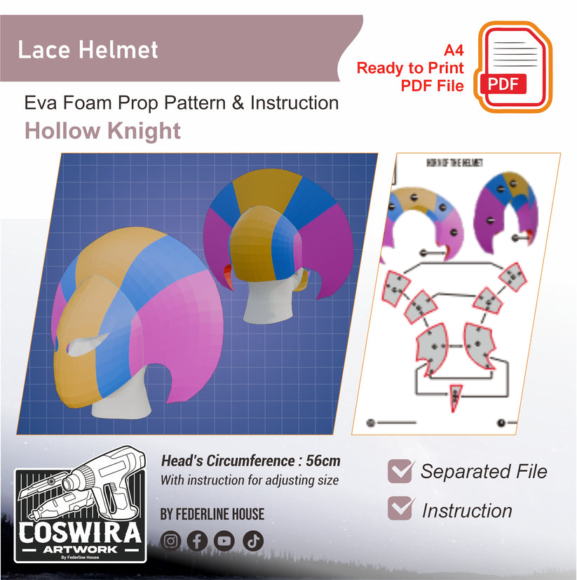 Lace Helmet Prop Pattern Template – EVA Foam Pattern for Cosplay & DIY ...