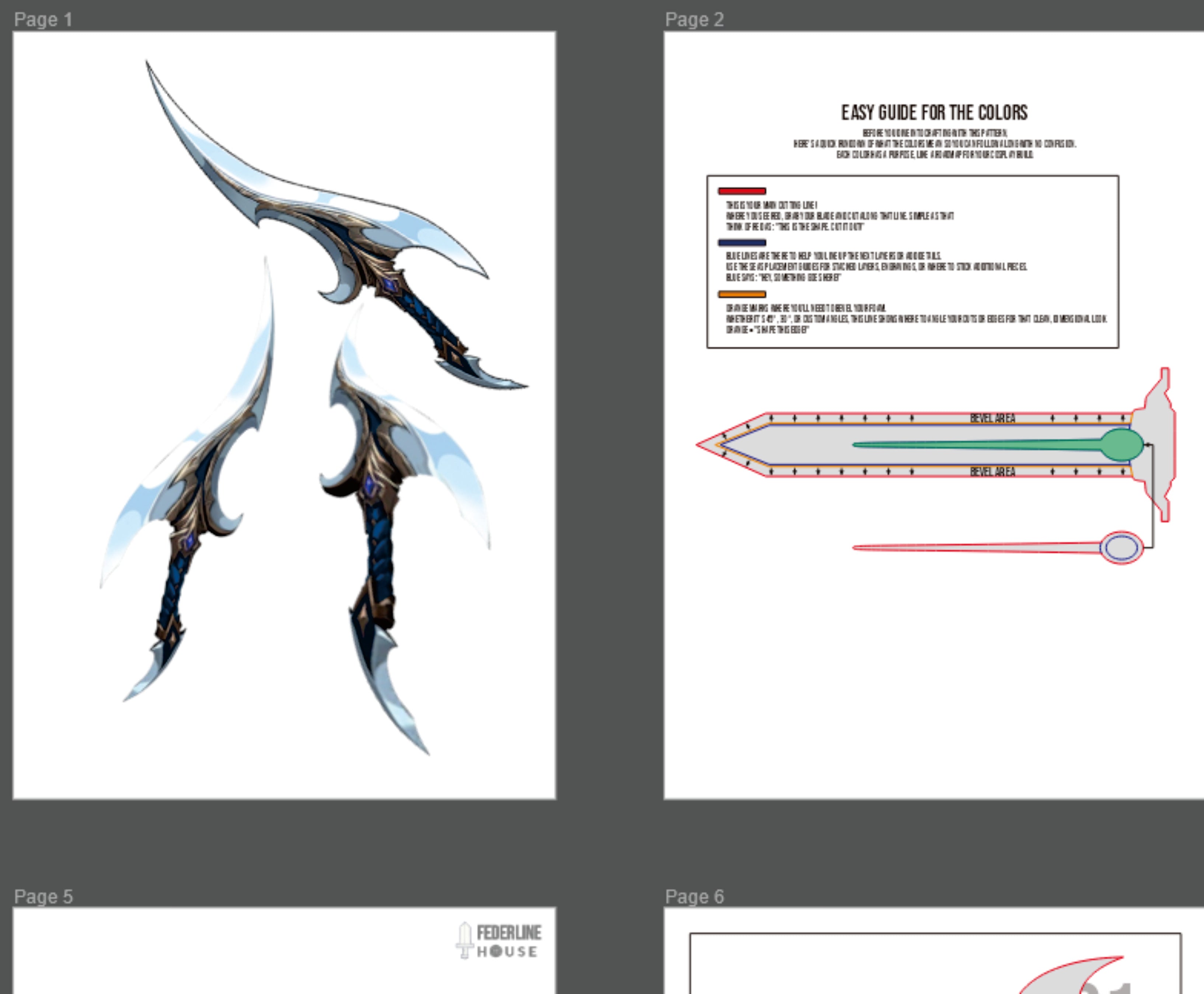 Prop Pattern: Baruka's Dagger from Solo Leveling Cosplay Template Blue ...