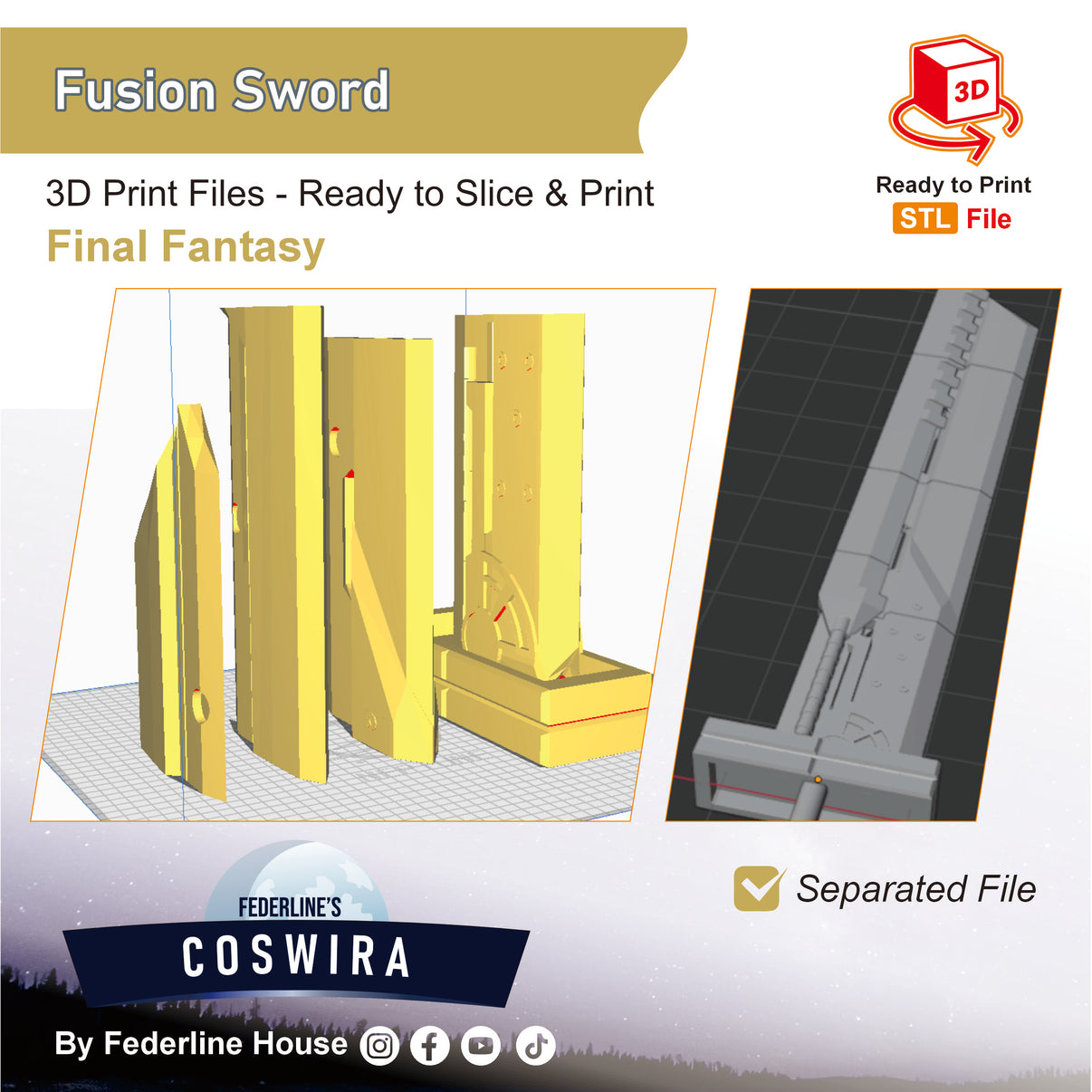 3D Model File: Fusion Sword 3D from Final Fantasy Cosplay Template Blu ...