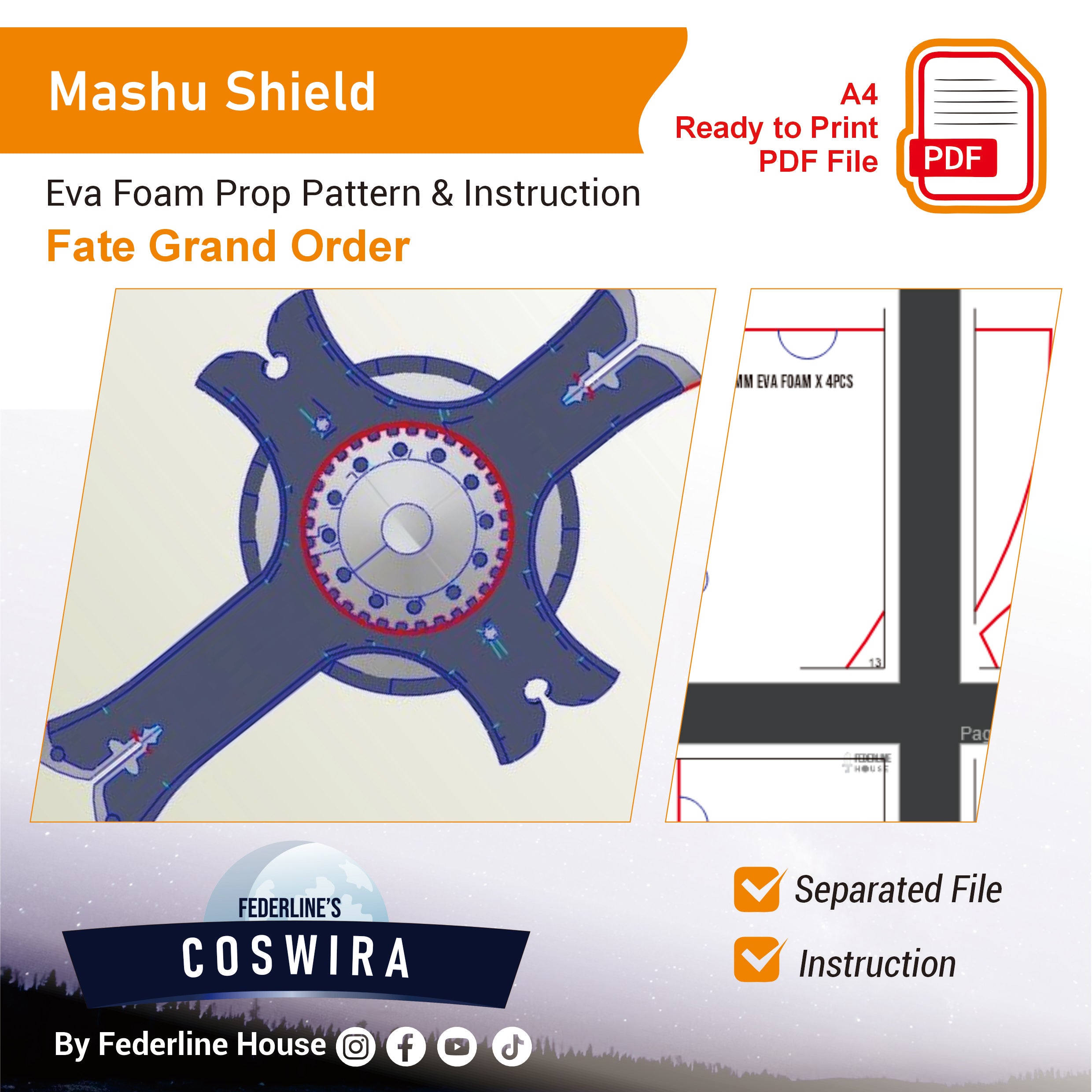 Prop Pattern: Mashu Kyrielight Shield from Fate/Grand Order Cosplay Te ...