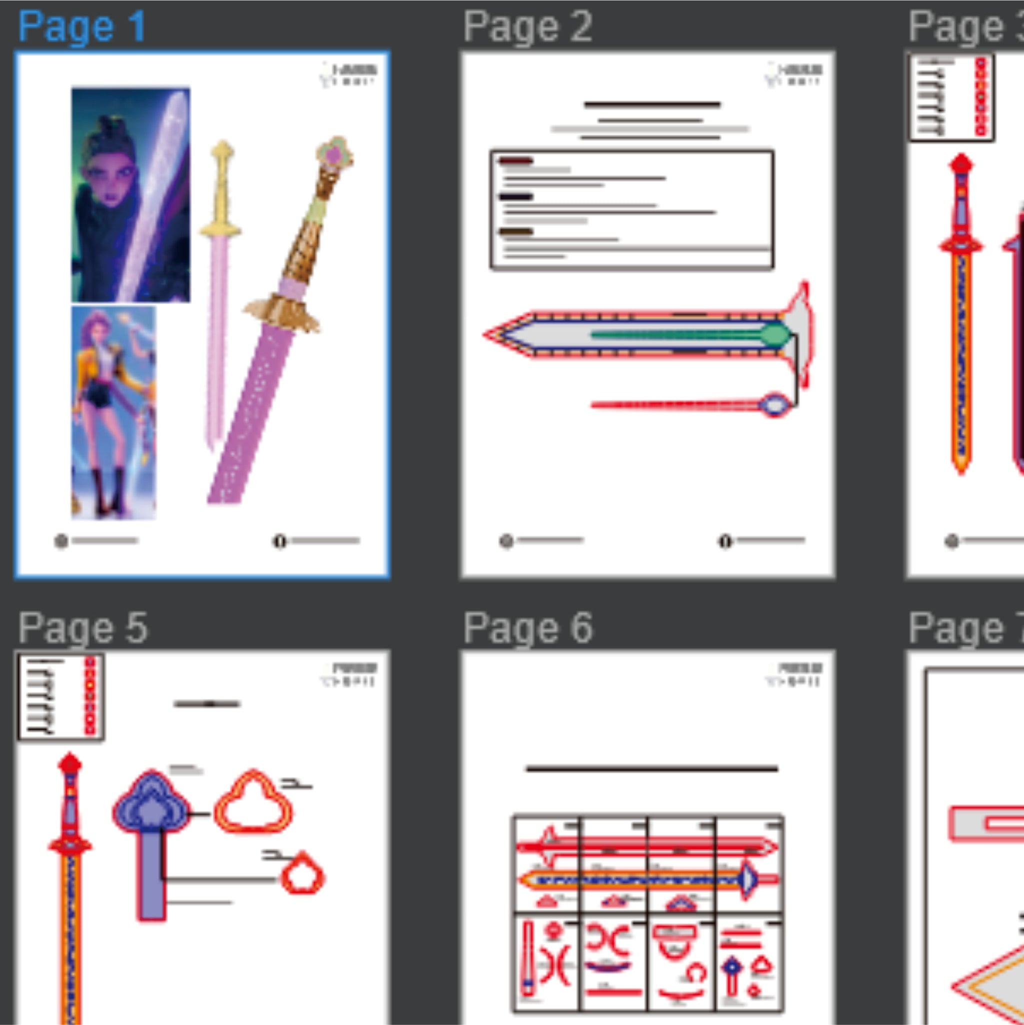 Prop Pattern: Rumi Sword from KPOP Demon Hunters Cosplay Template Blue ...