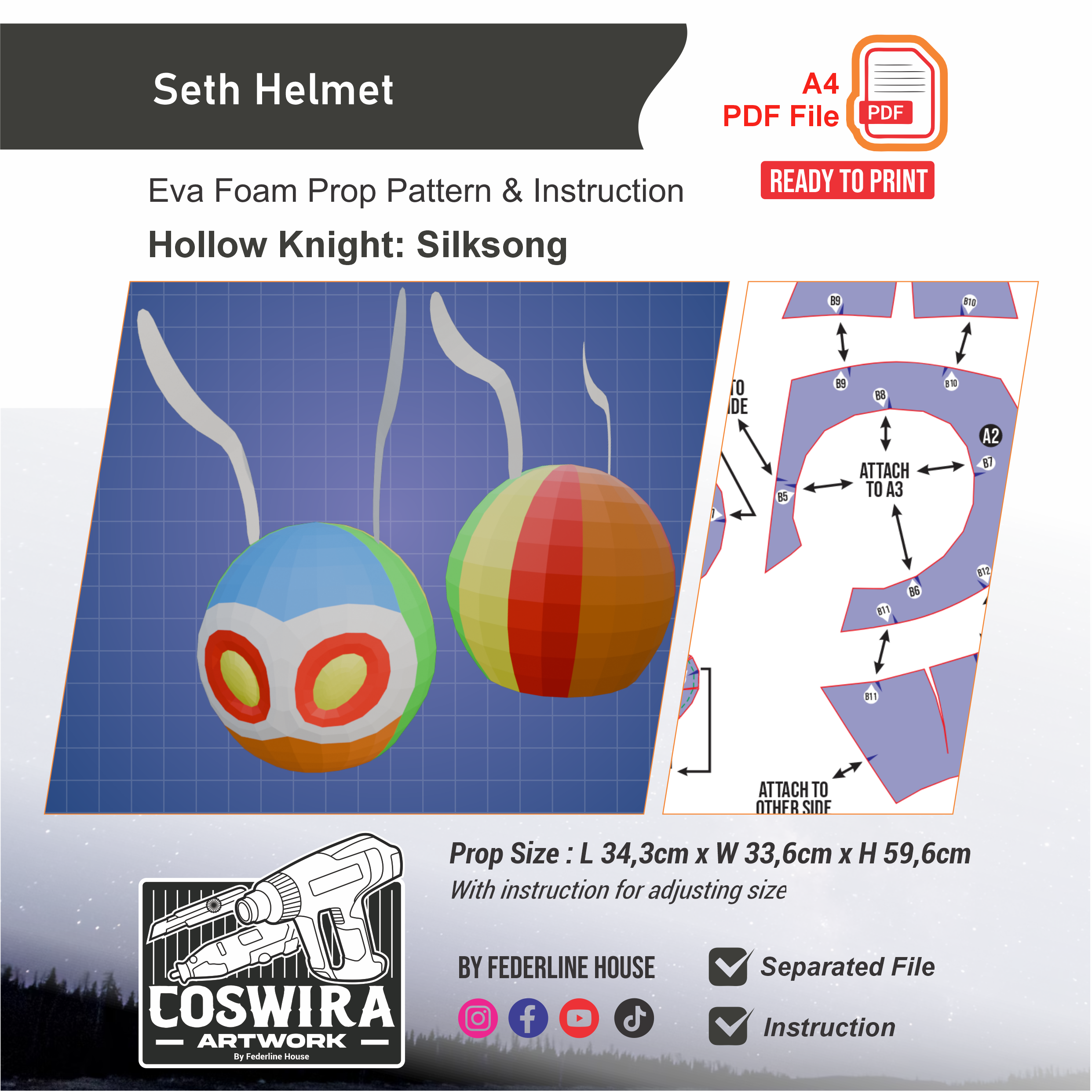 Seth Helmet Cosplay Prop Pattern – EVA Foam Template Inspired by Hollo ...