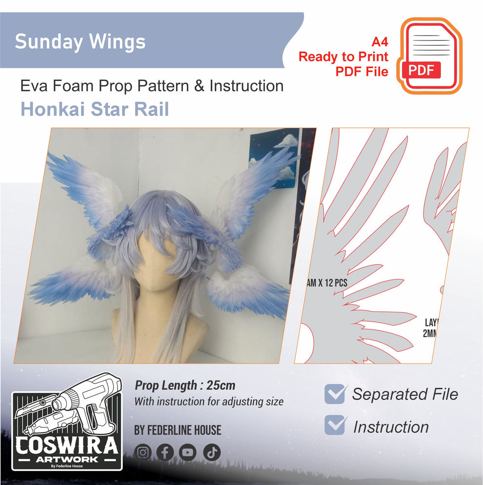 Sunday Wings Prop Pattern Template – EVA Foam Pattern for Cosplay & DI ...