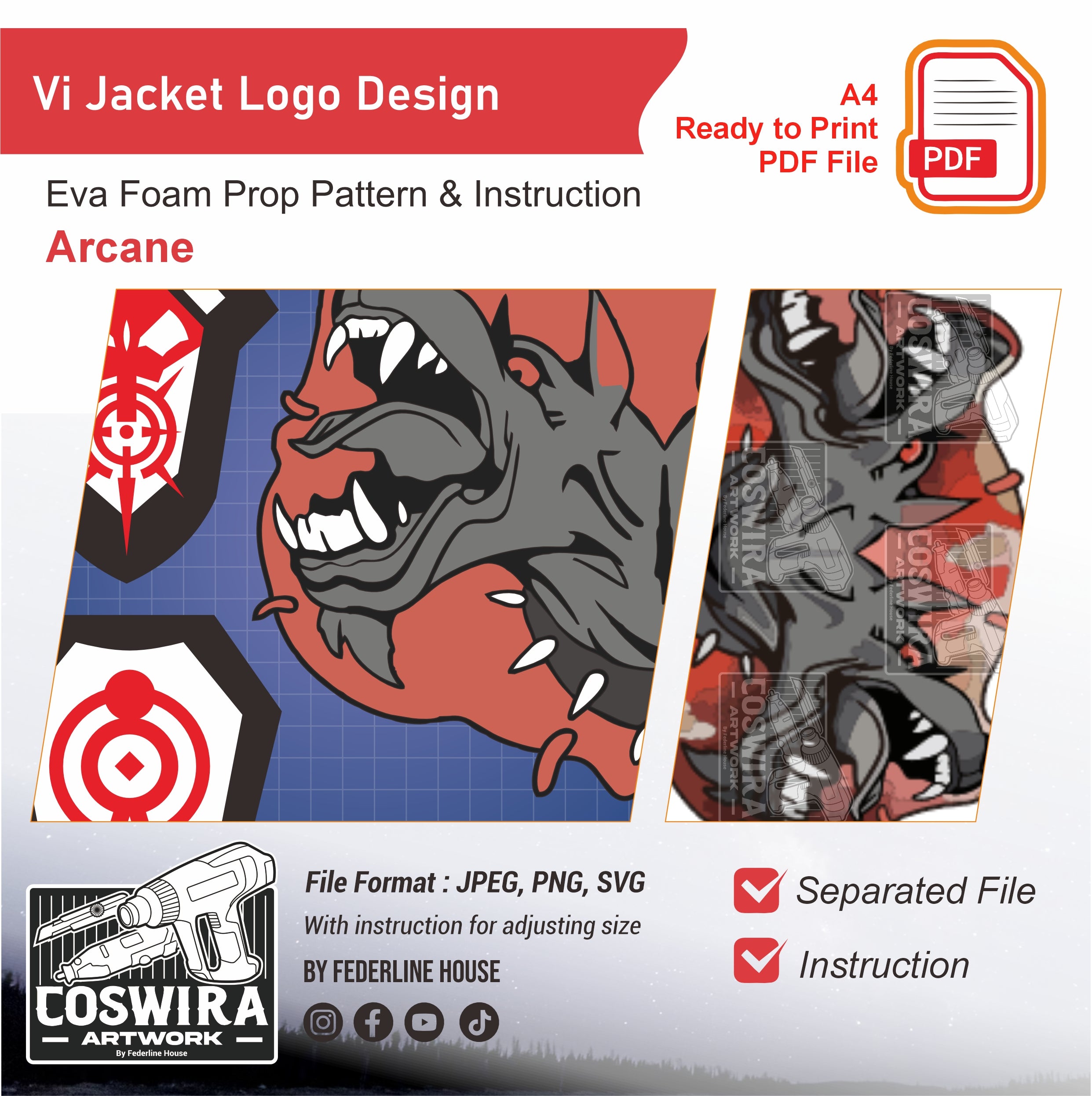 Vi Jacket Logo Design Template – Digital File for Cosplay & DIY Builds ...