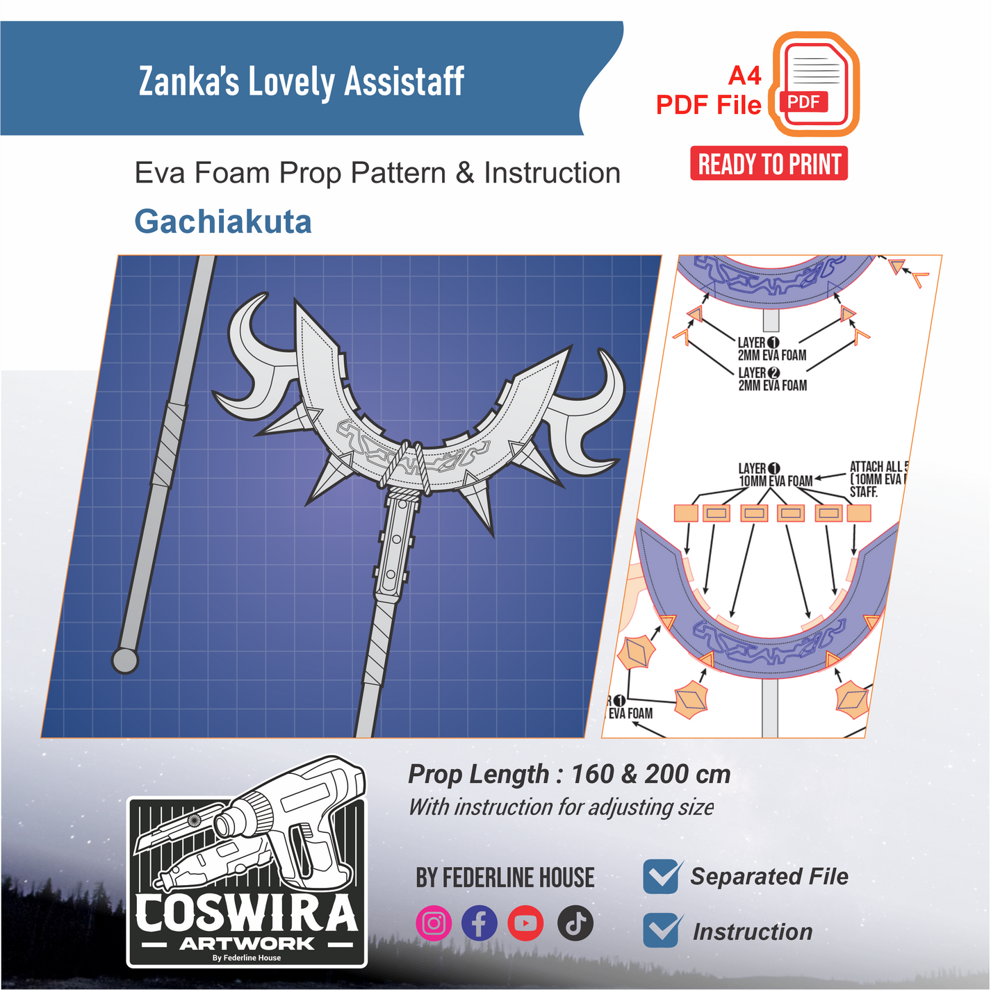 Zanka’s Lovely Assistaff Prop Pattern + Video Template – EVA Foam Patt ...